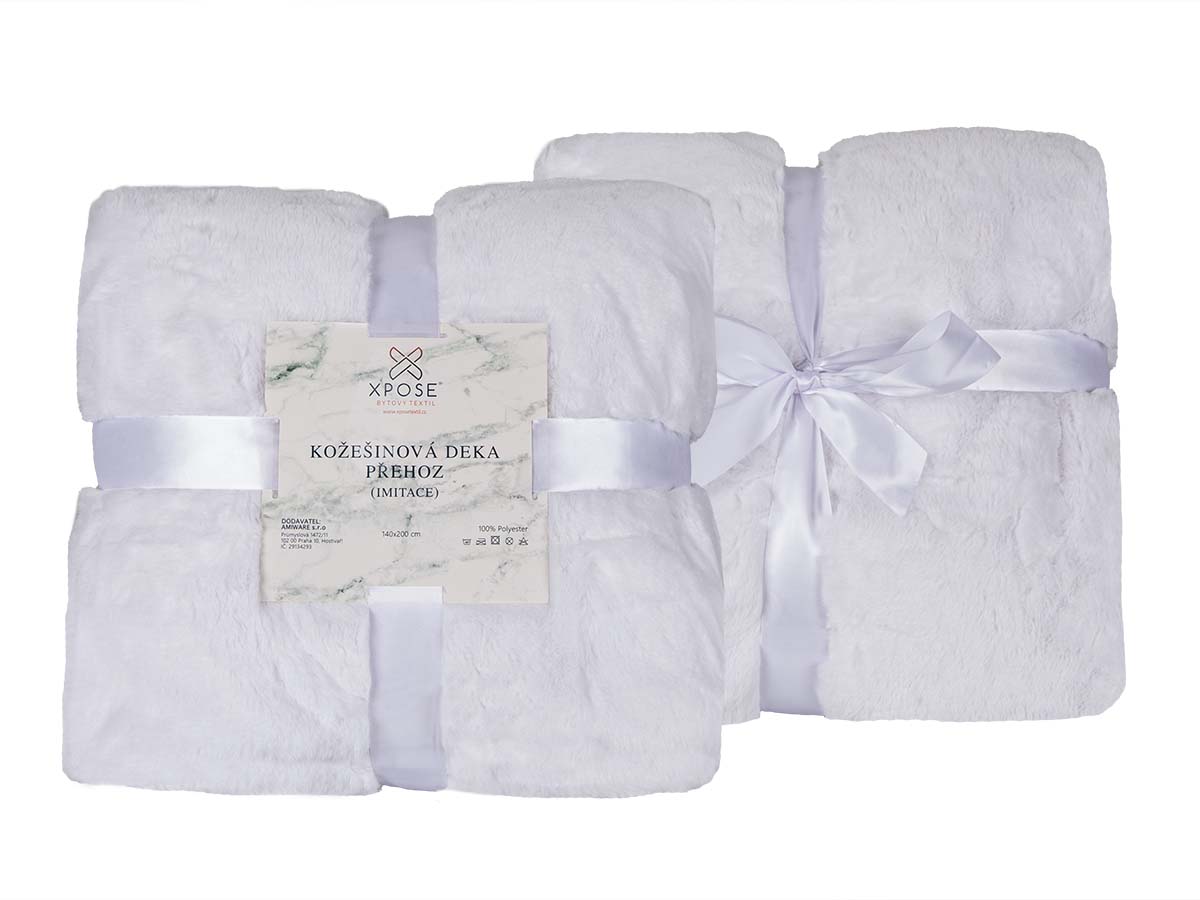 Kožešinová deka/přehoz COZY - bílá 140x200 cm - Rodinné balení