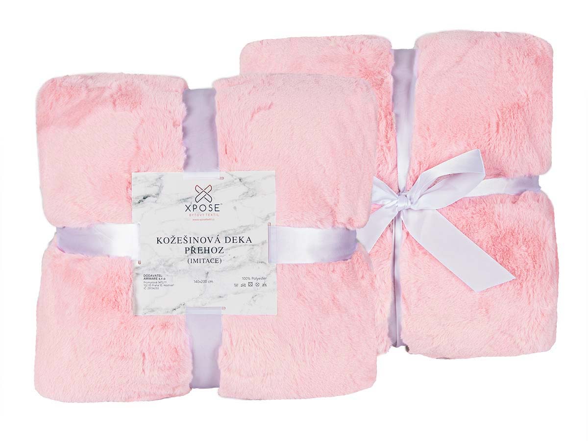 Kožešinová deka/přehoz COZY - růžová 140x200 cm - Rodinné balení